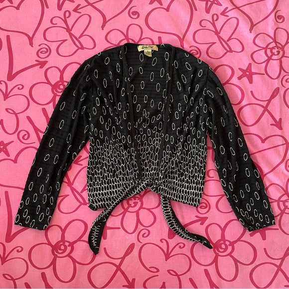 Tops | Y2k Retro Print Tie Front Top | Poshmark